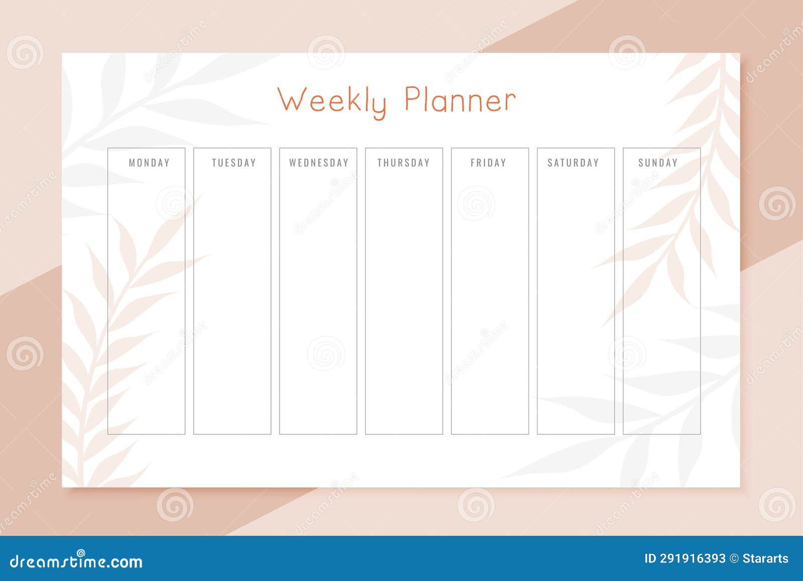 Weekly Organizer Timetable Template Plan Weekdays Cartoon Vector ...