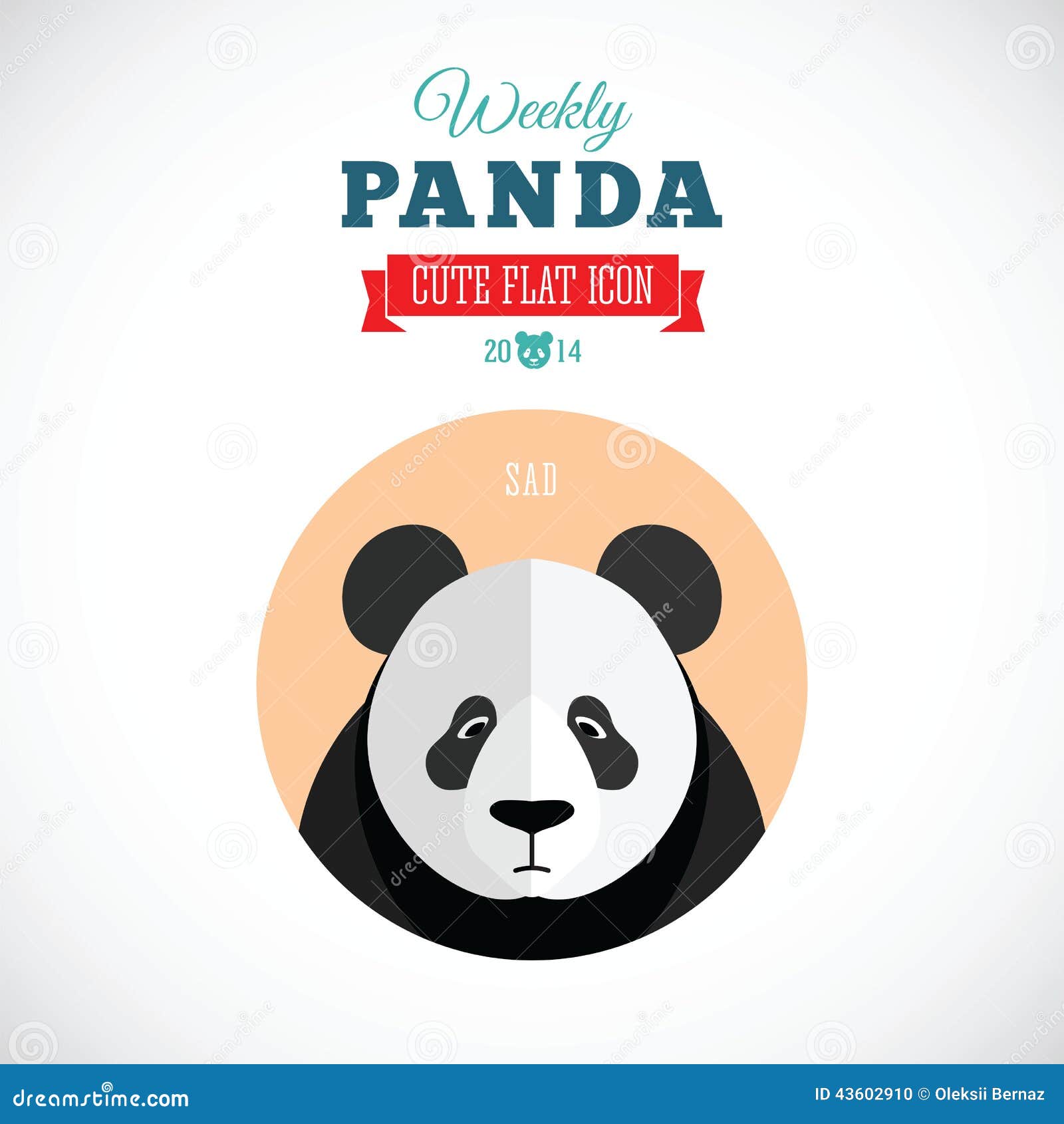 Weekly Panda Cute Flat Animal Icon - Sad Stock Vector - Illustration of ...