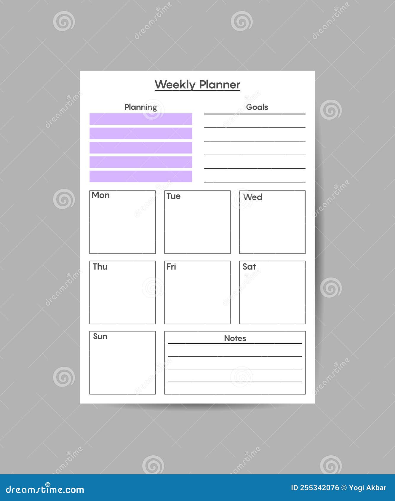 Weekly Plan in Flat Cartoon Style. Design Template Stock Vector ...