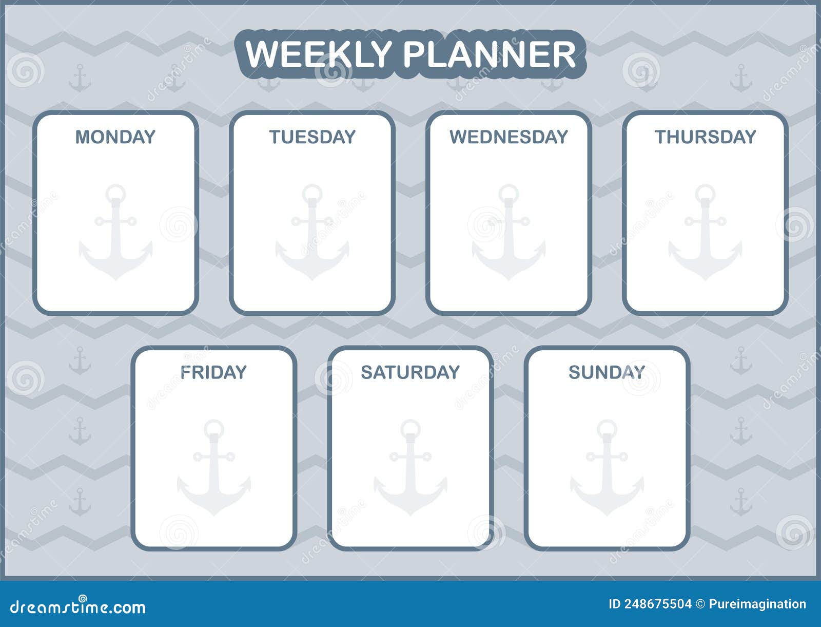 Daily and Weekly Planner with Anchor Stock Vector - Illustration of ...