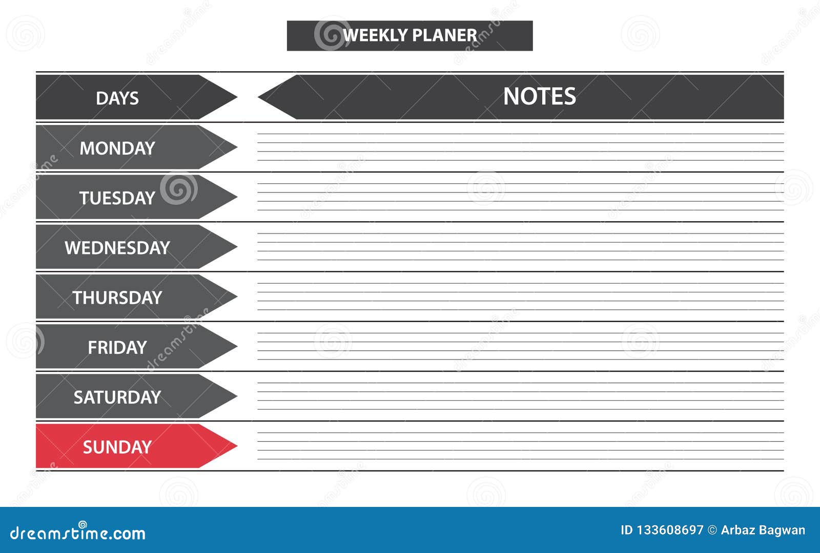 Weekly Planner Arrangement of Schedule Task Stock Vector - Illustration ...