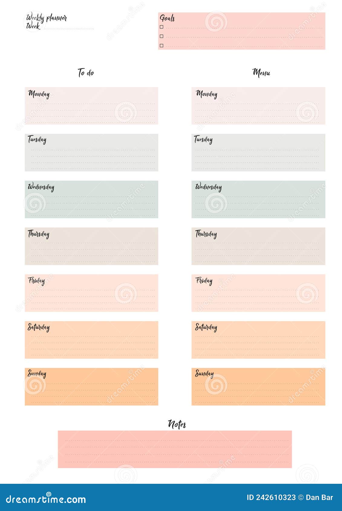 Weekly Planner with a Beautiful Simple Template Design Stock ...