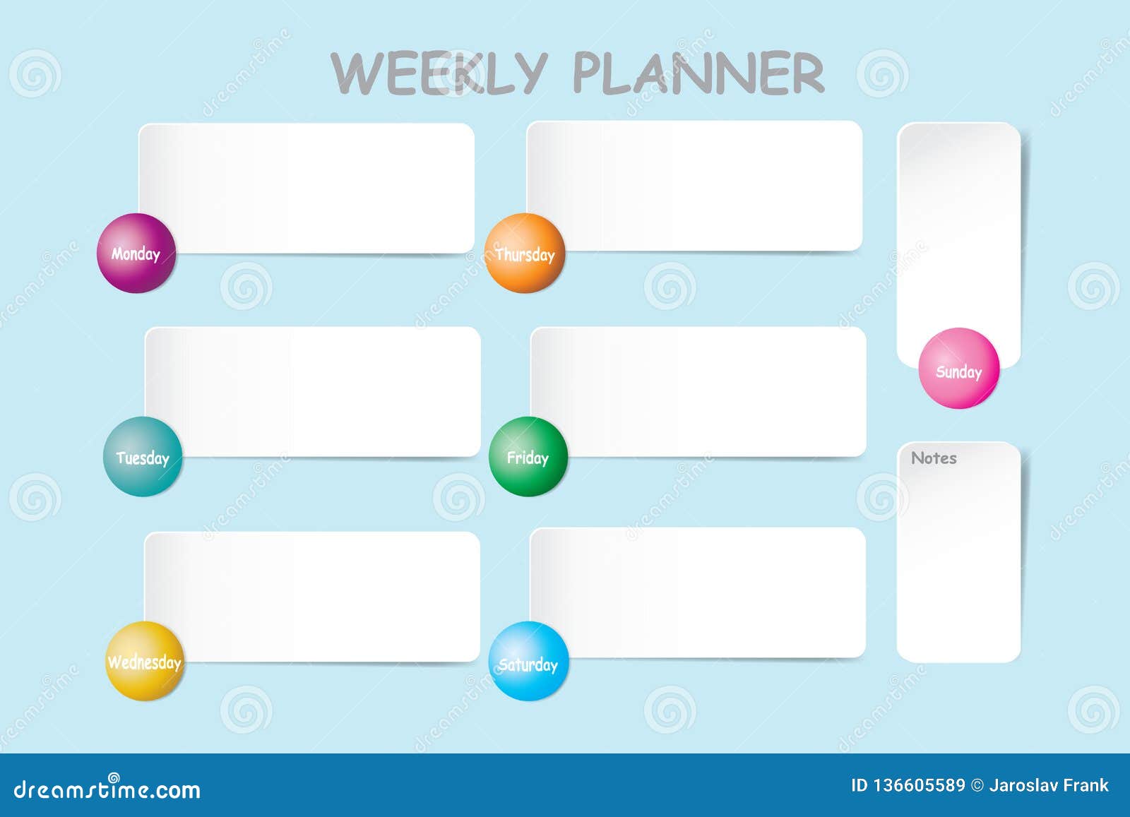 My Week Planner Vector in Blue Color Stock Vector - Illustration of ...