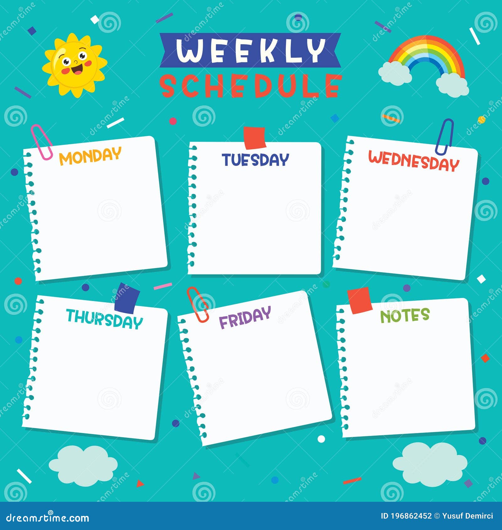 Daily and Weekly Planner for Children Stock Vector - Illustration of ...