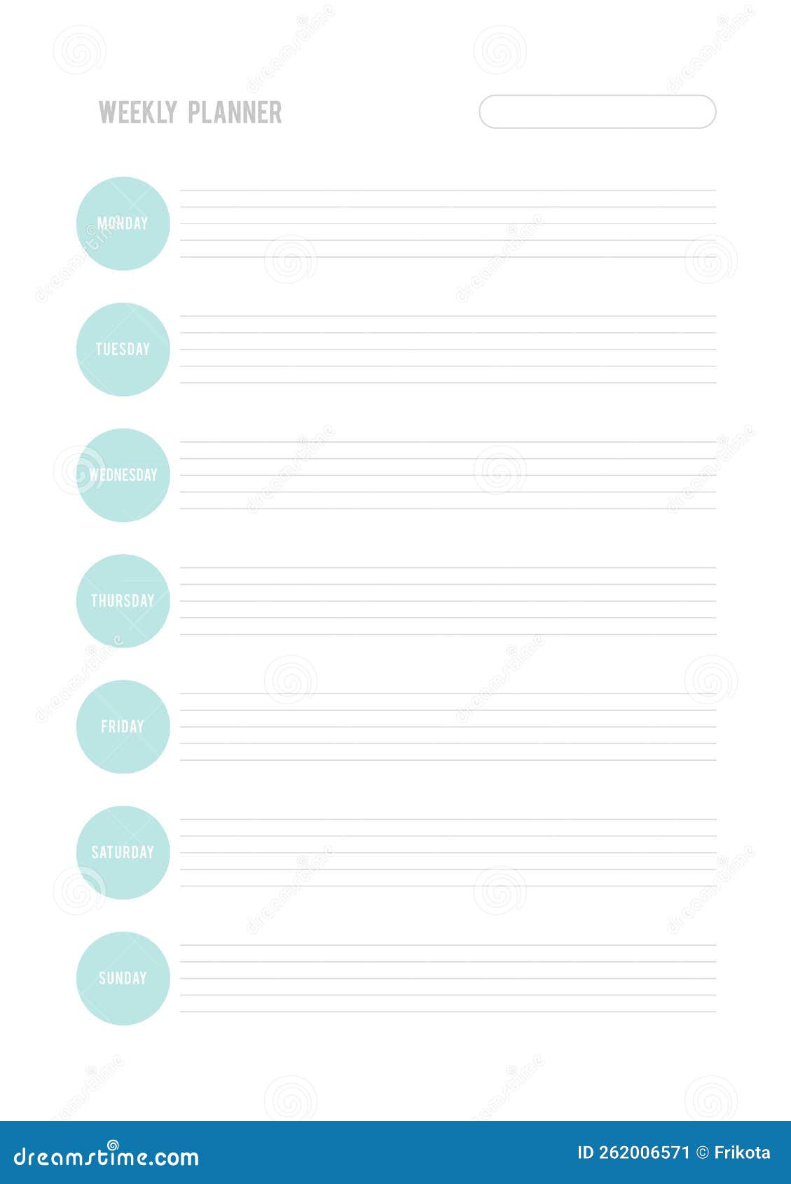Weekly Planner with Circles. Printable Template. Vector Illustration ...