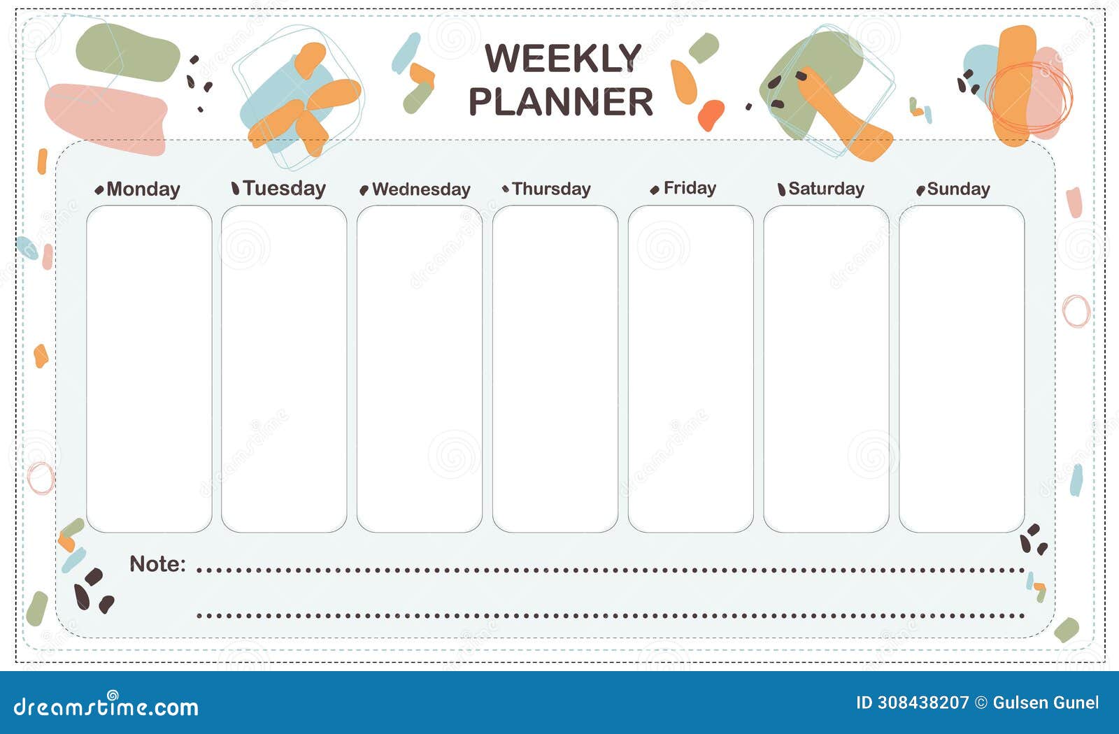 Weekly Planner with Cute Abstract Shapes Stock Vector - Illustration of ...