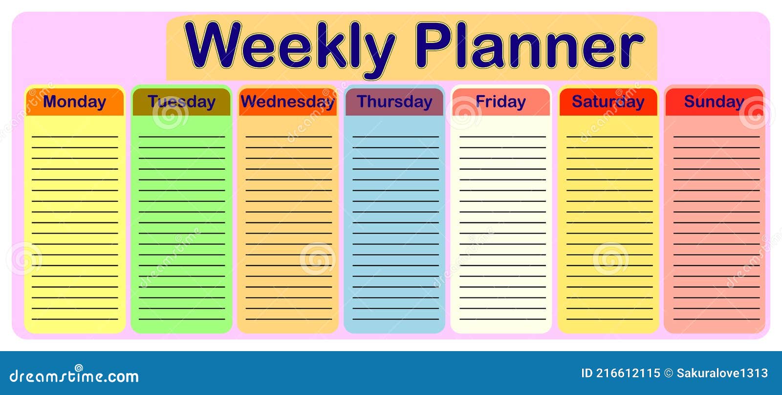 WeeklyPlanner-01 Cartoon Vector | CartoonDealer.com #157032107