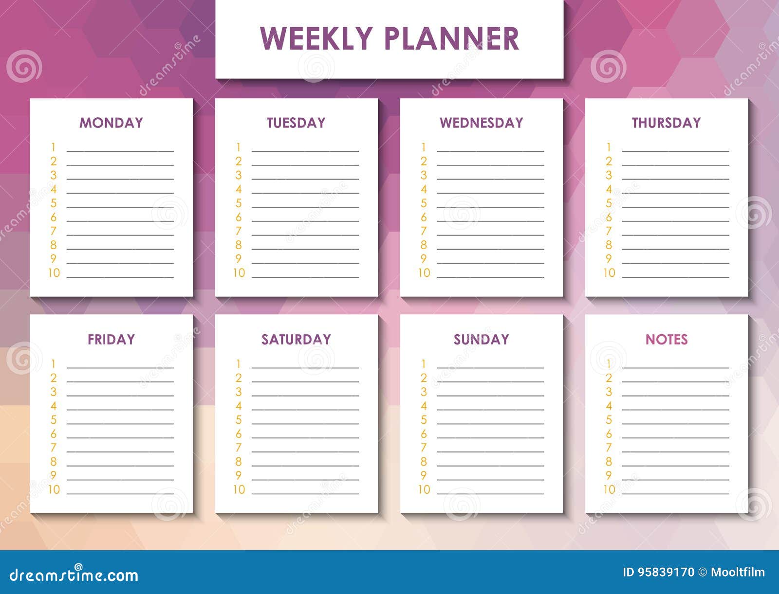 Weekly planner design stock vector. Illustration of creative - 95839170