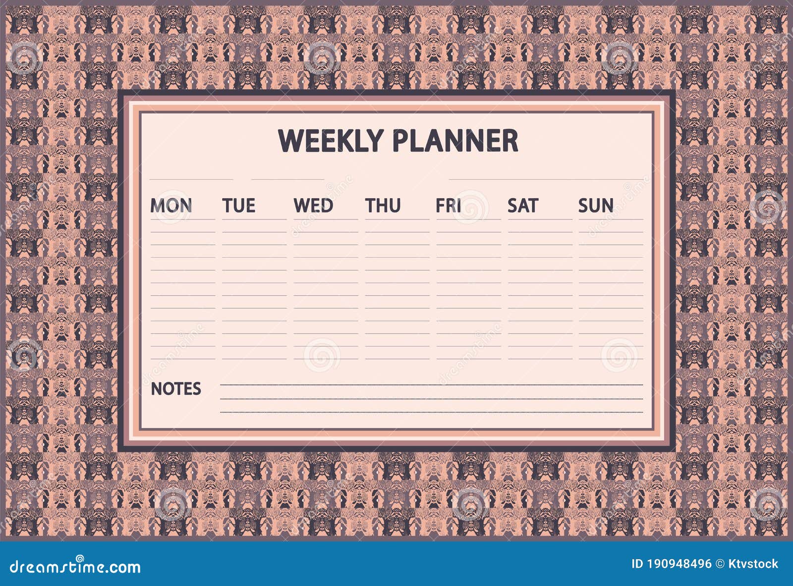 Weekly Planner Design. Vector Ornamental Frame Stock Vector ...
