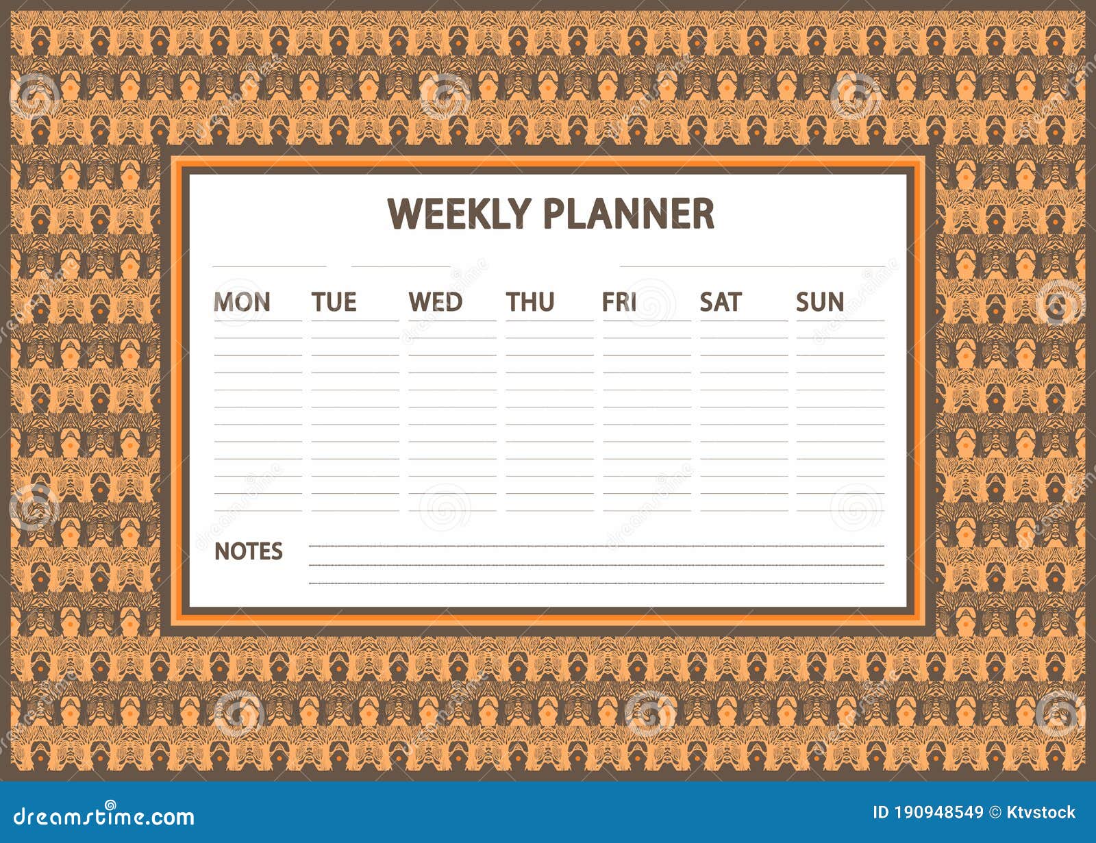 Weekly Planner Design. Vector Ornamental Frame Stock Vector ...