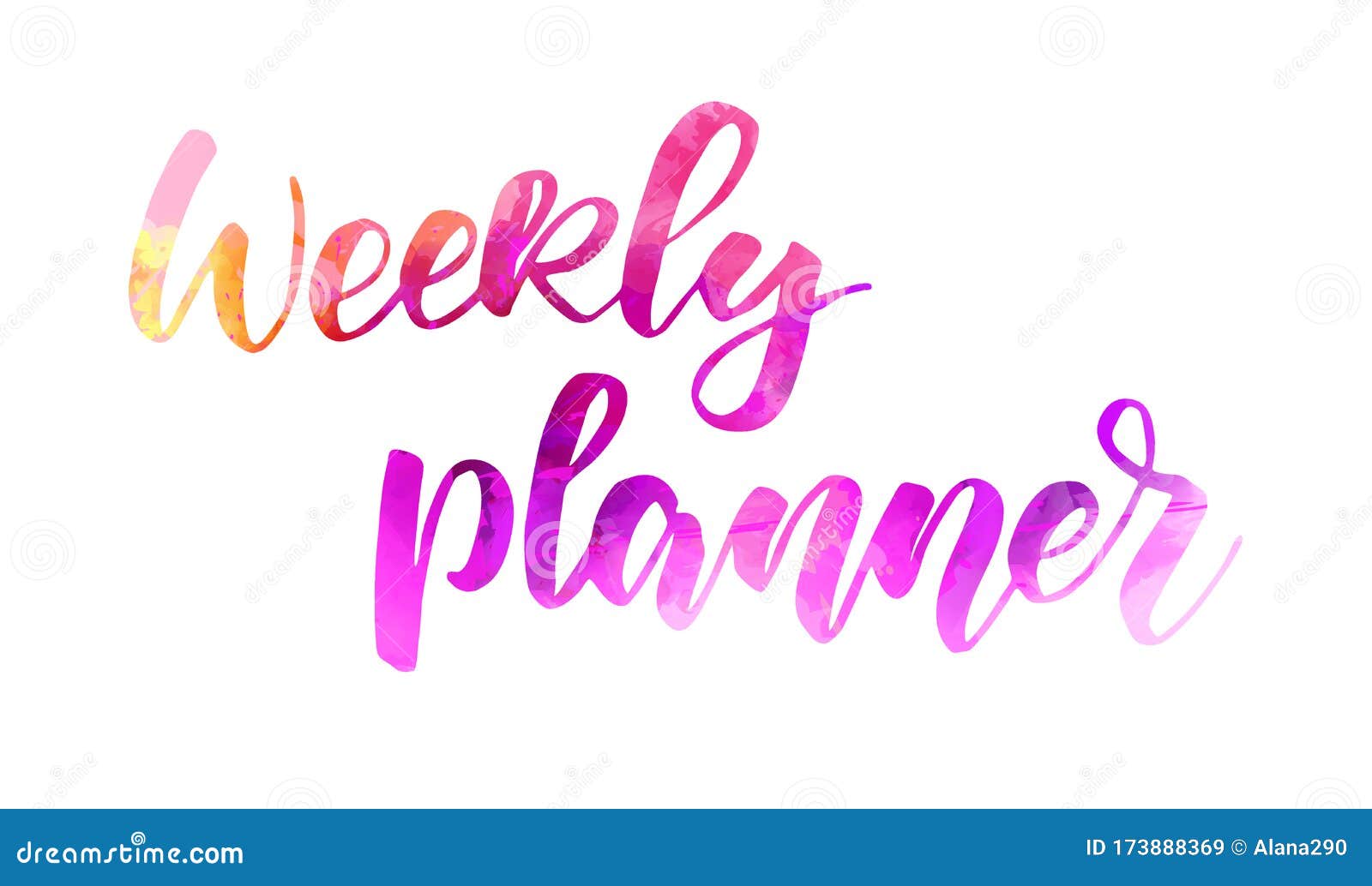 Weekly Planner Handwritten Lettering Stock Vector - Illustration of ...