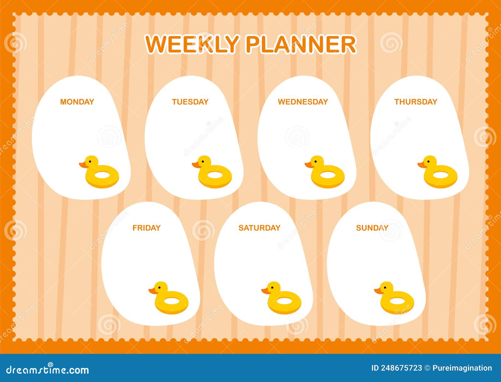Daily and Weekly Planner with Inflatable Duck Stock Vector ...
