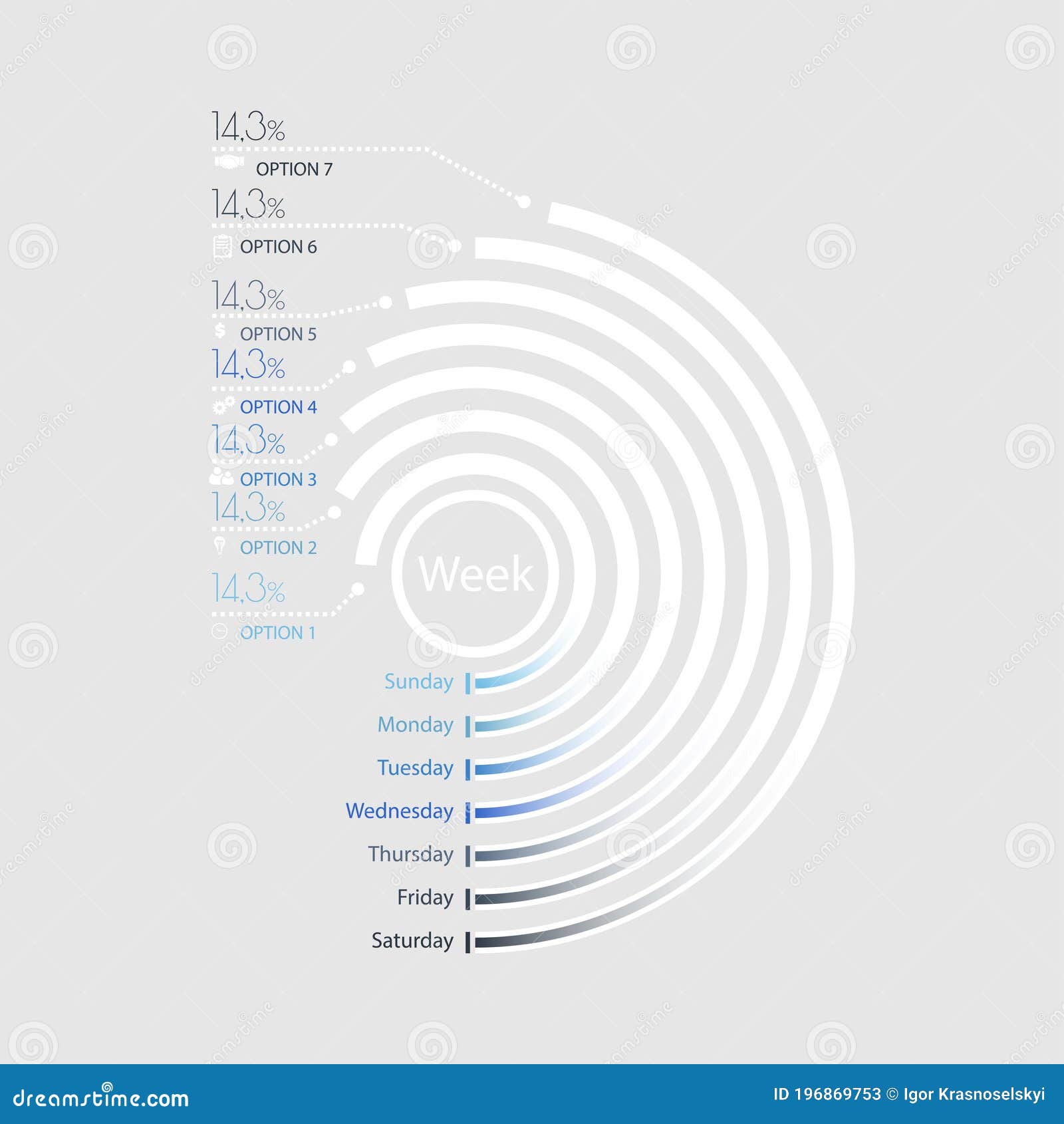 Weekly Planner. Infographic Week Concept. Marketing Icons with Steps or ...