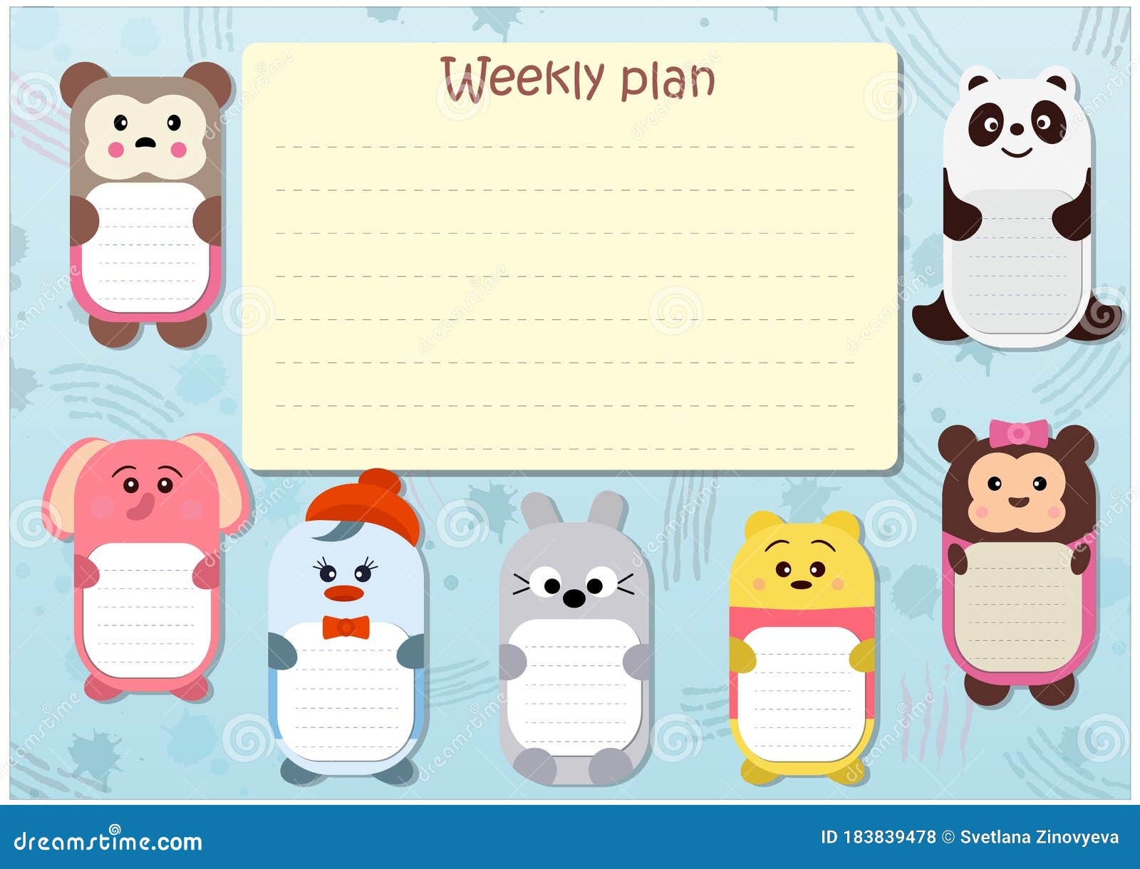 Weekly Planner for Kids with Funny Characters Stock Vector ...