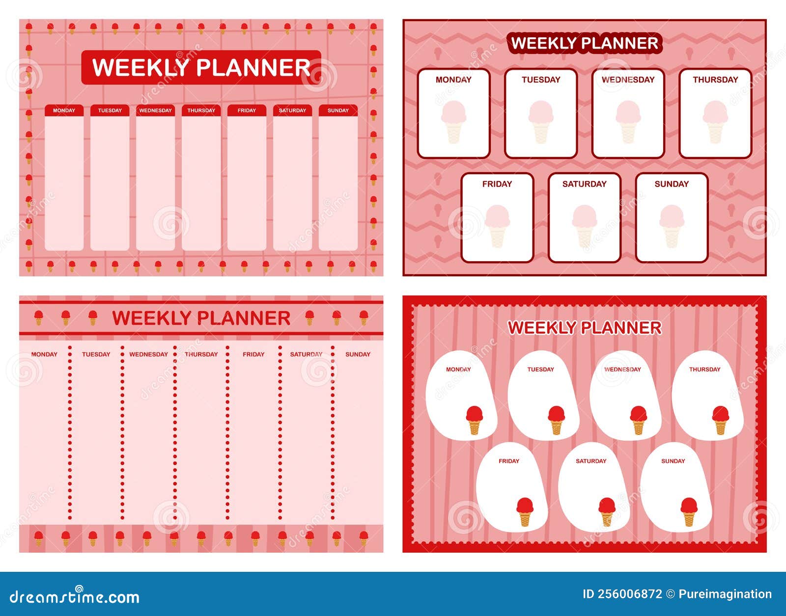 Weekly Planner, Kids Schedule Design Template Stock Vector ...