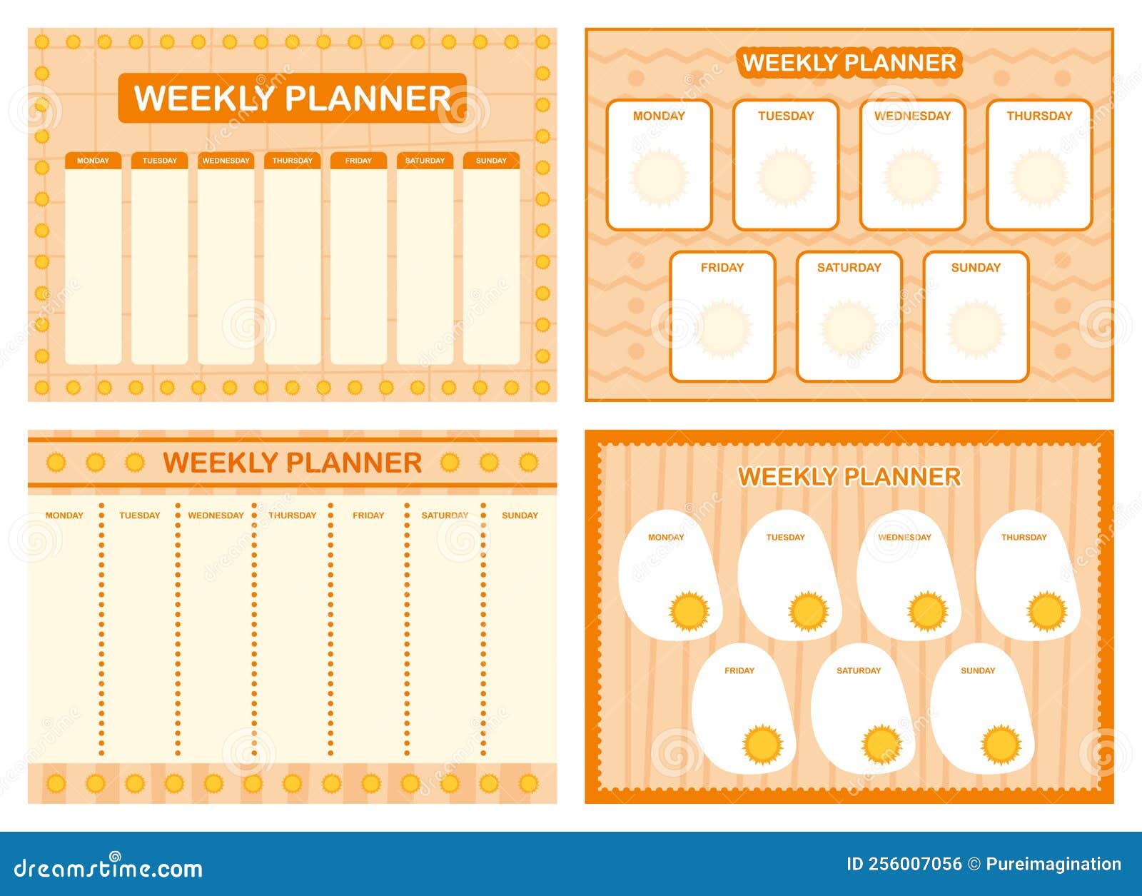 Weekly Planner, Kids Schedule Design Template Stock Vector ...