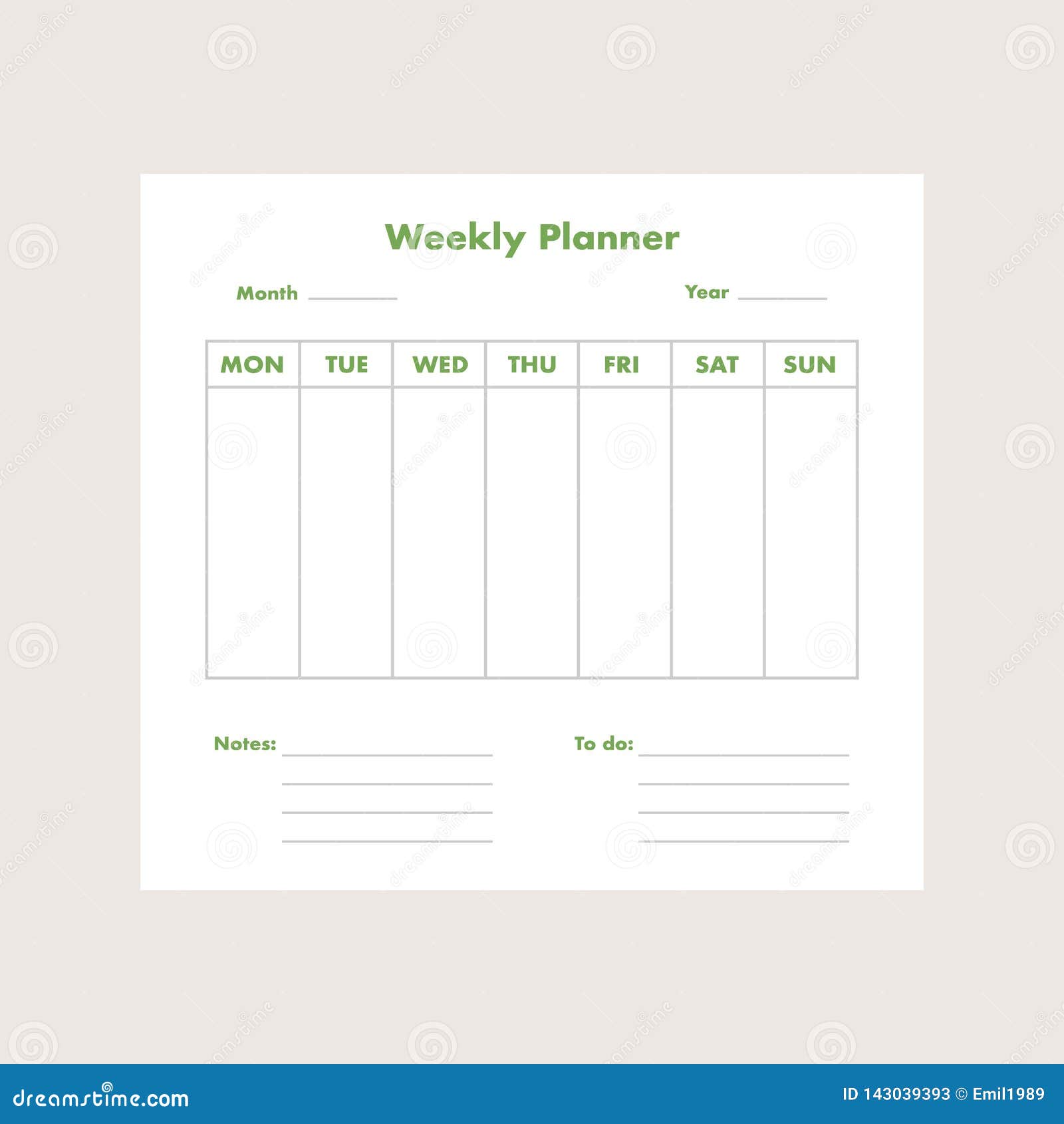 Weekly planner list stock vector. Illustration of calendar - 143039393