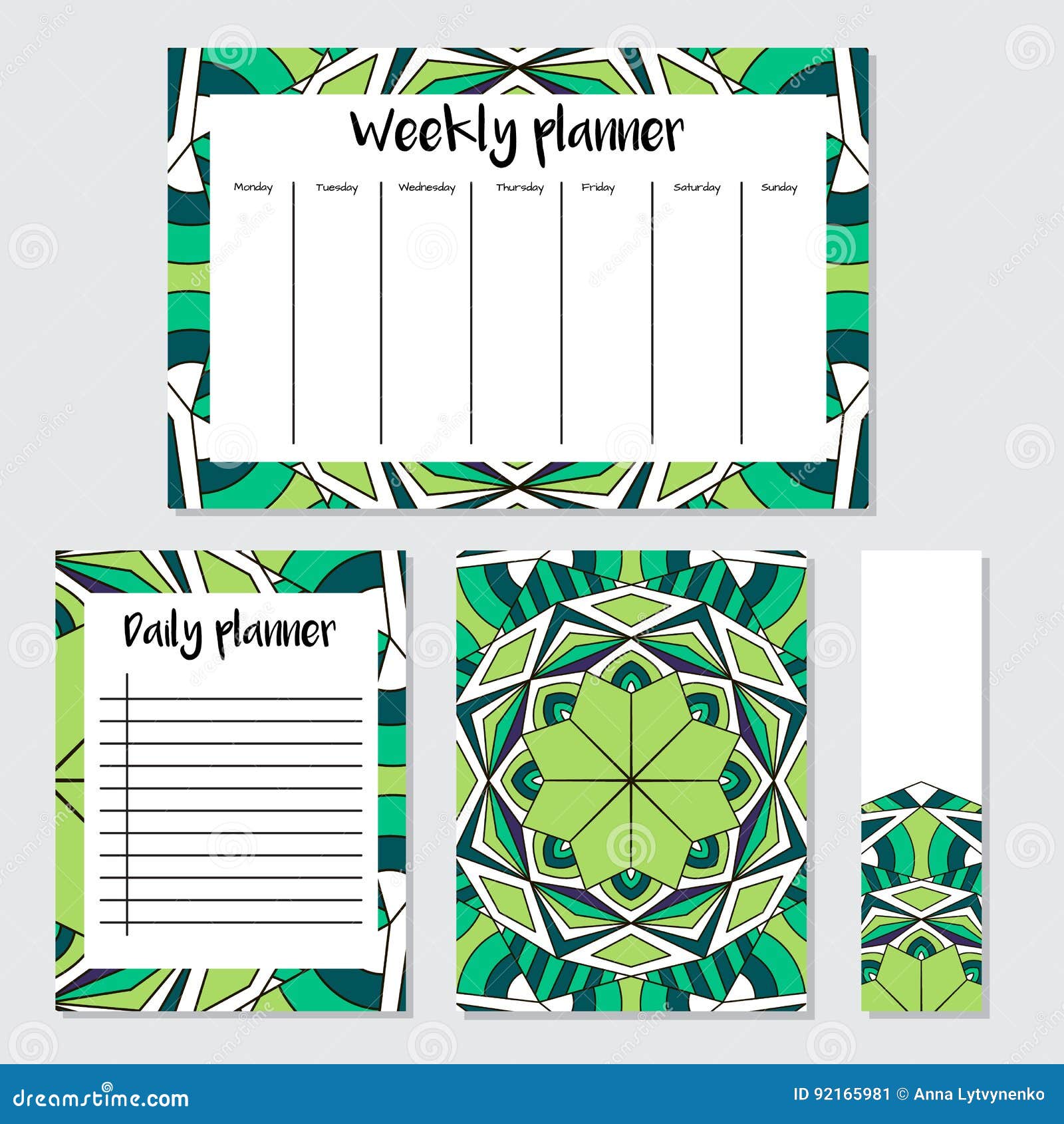 Weekly and daily Planner with Mandala Pattern Stock Illustration ...