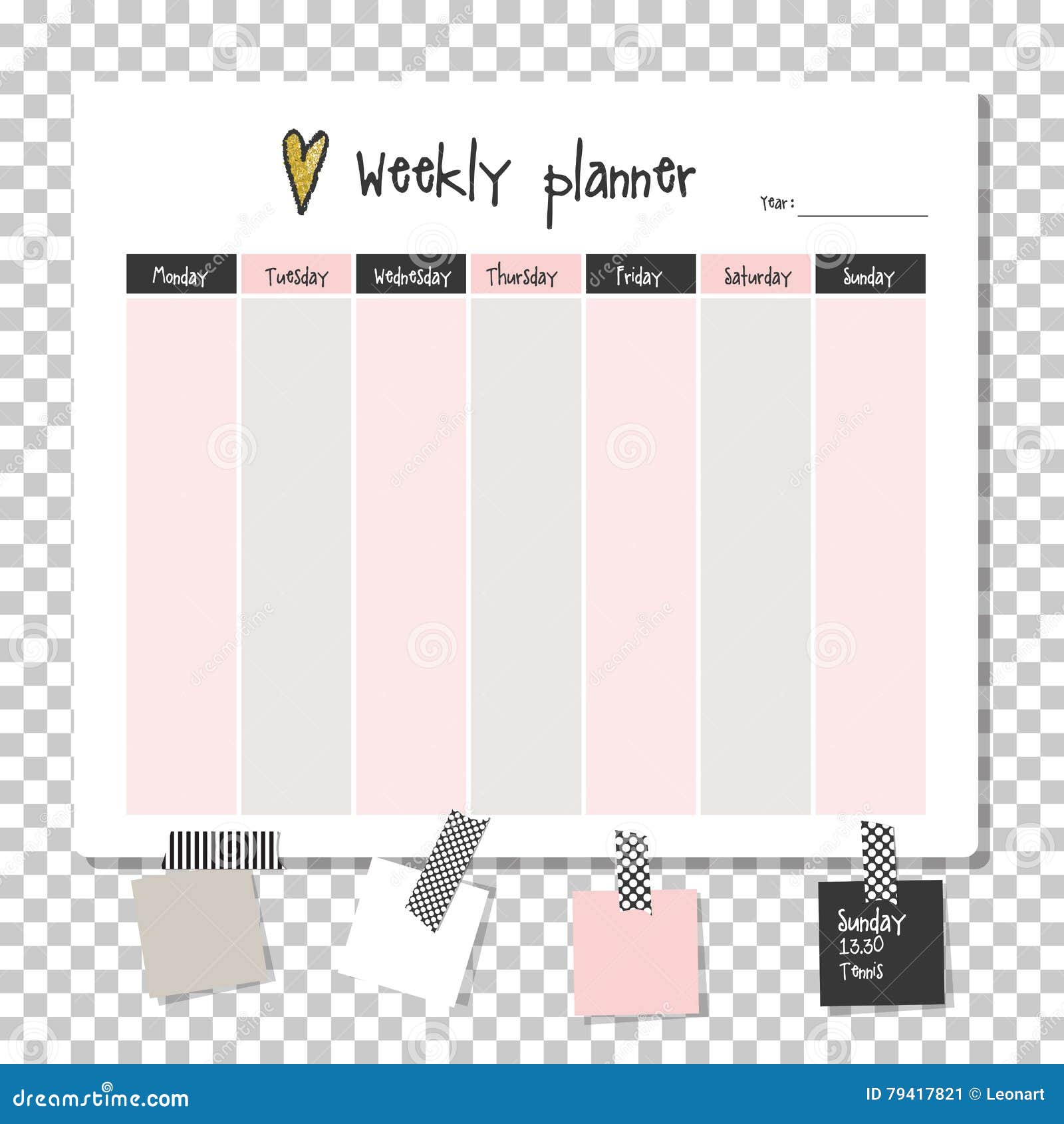 Weekly Planner. Note Paper. Stock Illustration - Illustration of monday ...