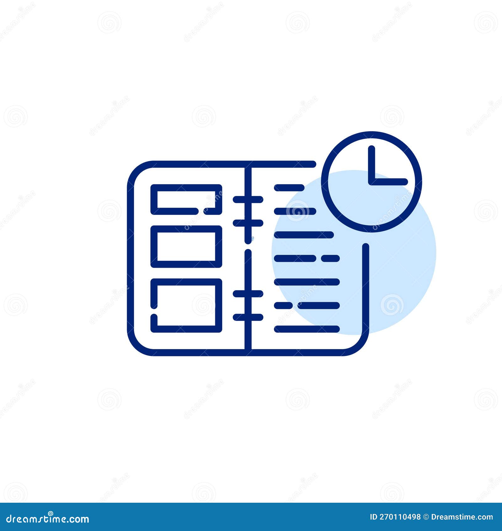 Weekly Planner Notebook with Clock Deadline Symbol. Pixel Perfect ...