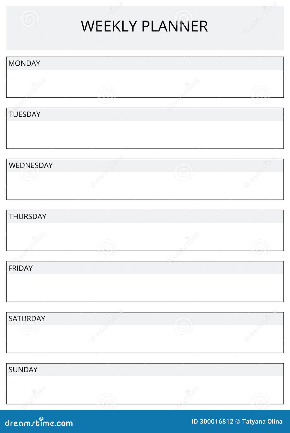 Weekly Planner Notebook Page. Modern Business Organizer with Notes and ...