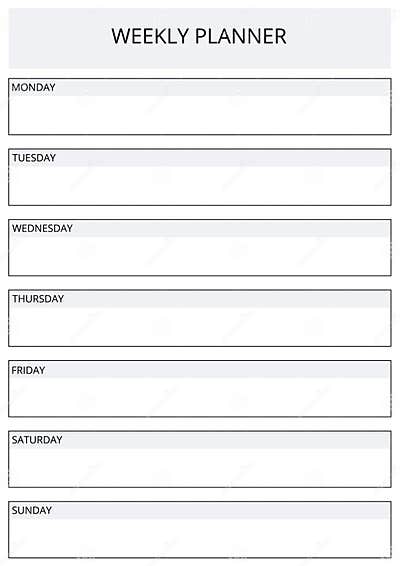 Weekly Planner Notebook Page. Modern Business Organizer with Notes and ...