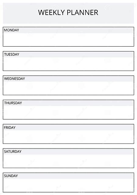 Weekly Planner Notebook Page. Modern Business Organizer with Notes and ...