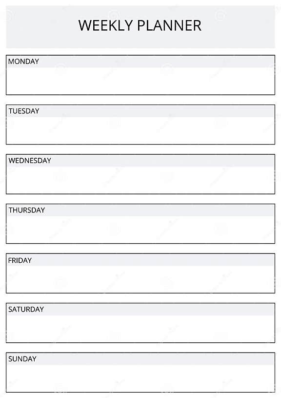 Weekly Planner Notebook Page. Modern Business Organizer with Notes and ...