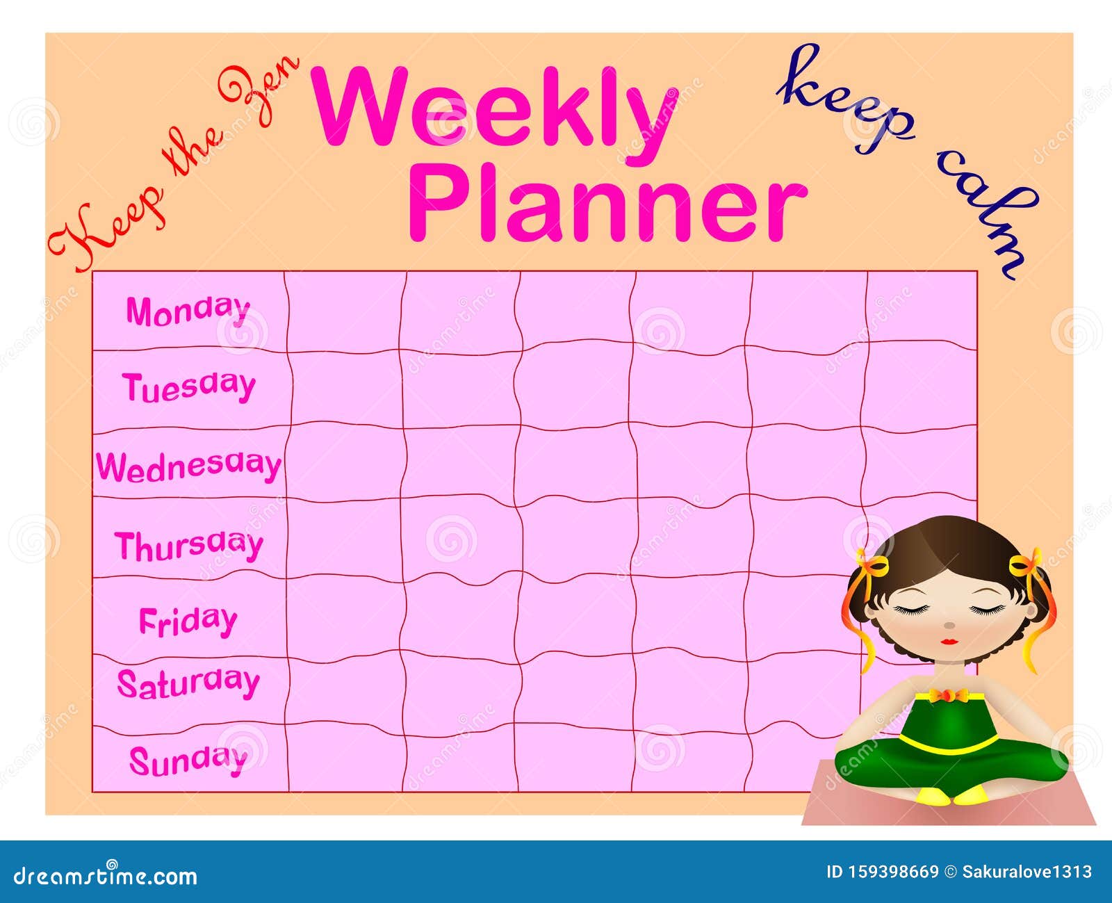 WeeklyPlanner-01 Cartoon Vector | CartoonDealer.com #157032107