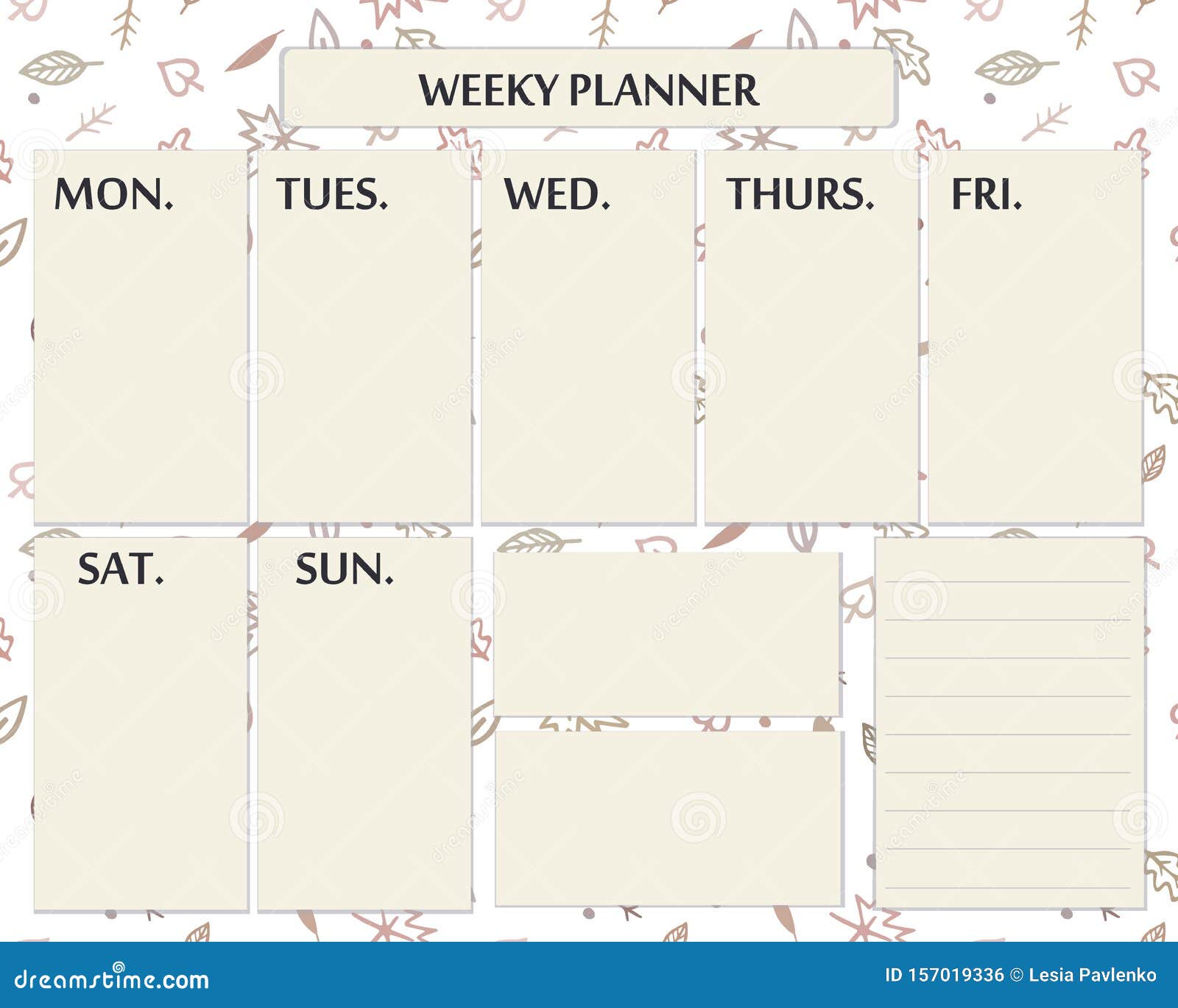 Weekly Planner Page Template Design for Autumn Time. Cute Page for ...