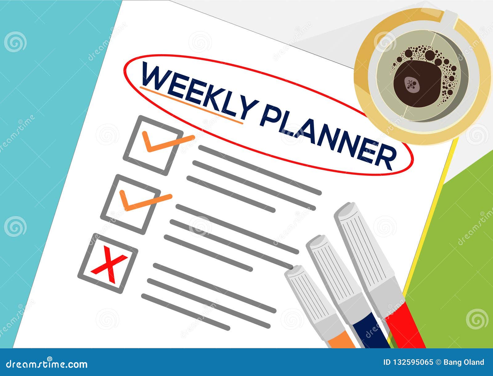 The Sheets Of The Planner. Cute Lines. Hand Drawn Hearts And Flowers ...