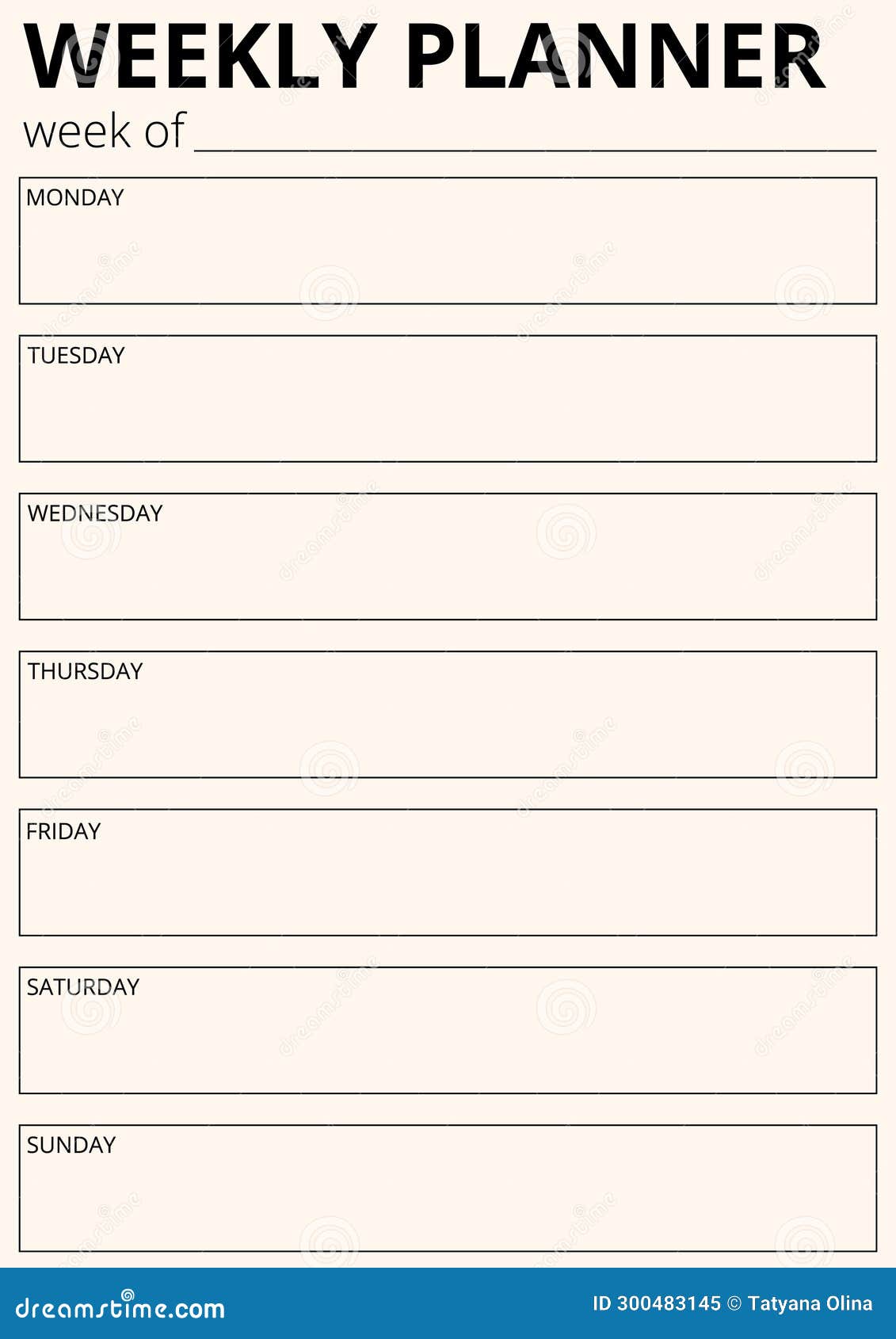 Weekly Planner Schedule Notebook Page. Business Organizer with Notes ...