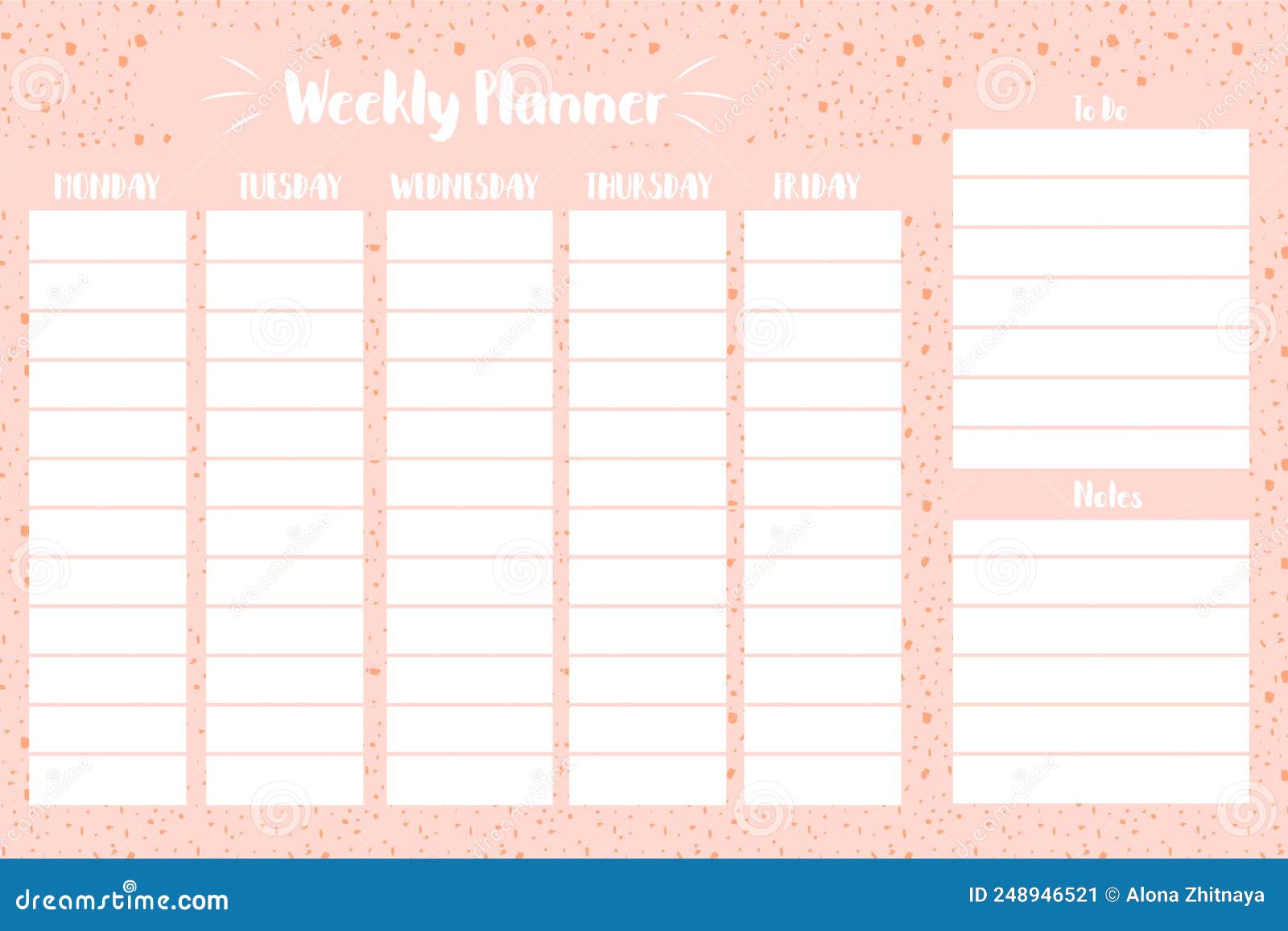 Weekly Planner Schedule Template Sheet Printable Design. To Do List for ...