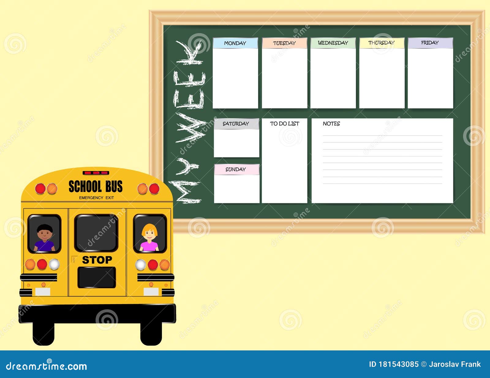 Weekly Planner on School Blackboard Concept Vector Stock Vector ...