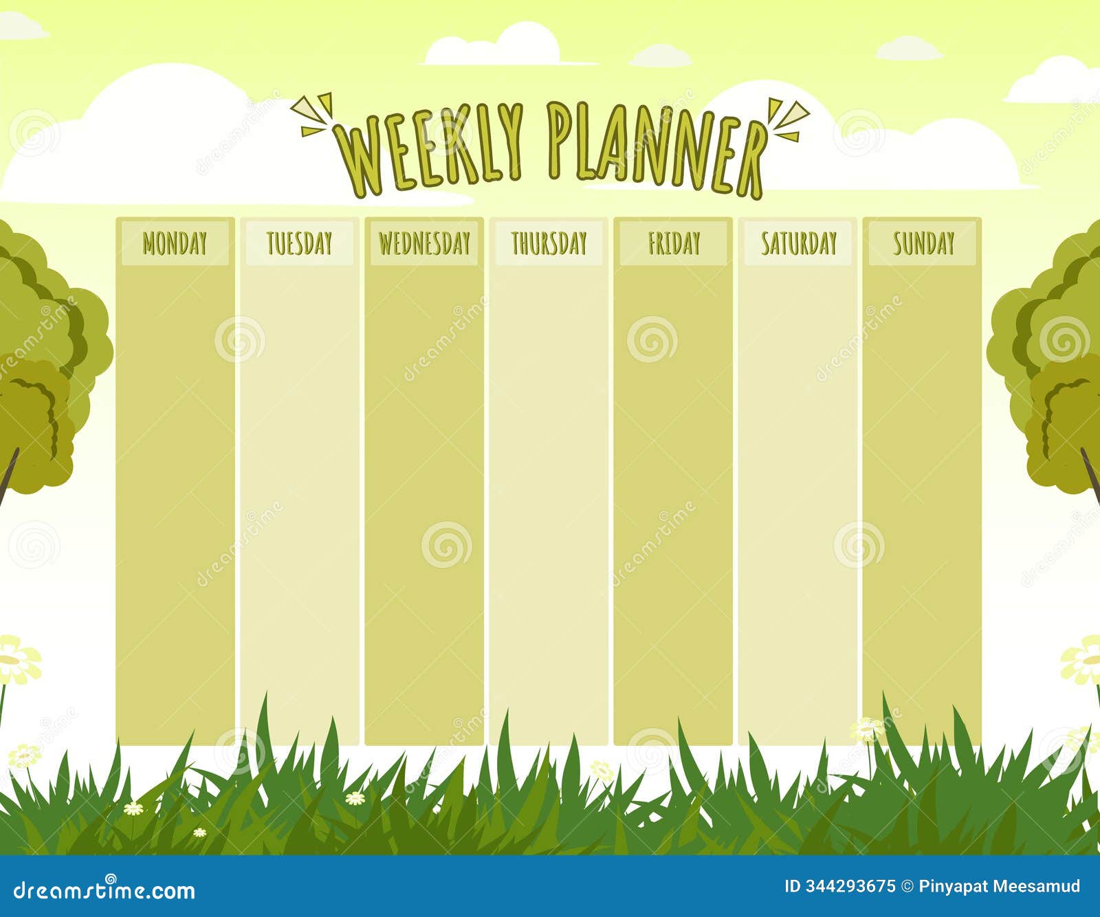 Weekly Planner and School Timetable Template , Flat Design. Stock ...