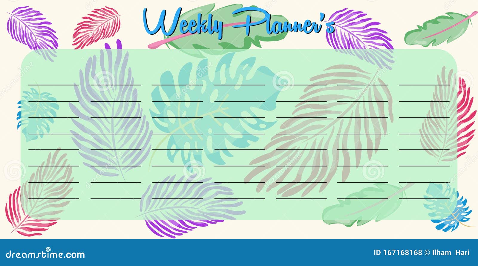 Weekly Planner, Summer Party Element Doodle Design Stock Vector ...