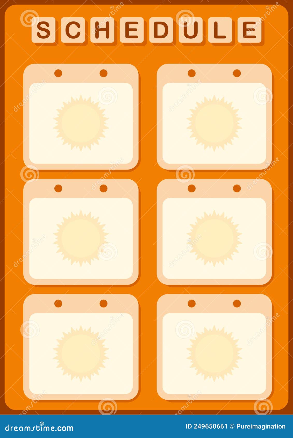 Daily and Weekly Planner with Sun Stock Vector - Illustration of school ...