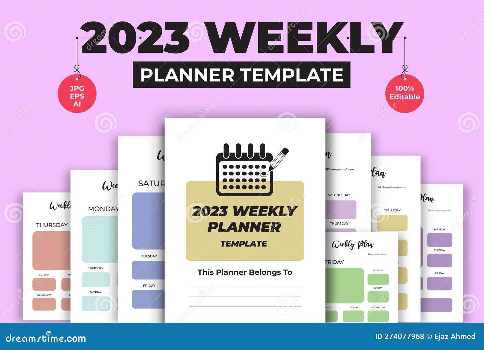 2023 Weekly Planner Bundle Template - Low or No Content Book Stock ...