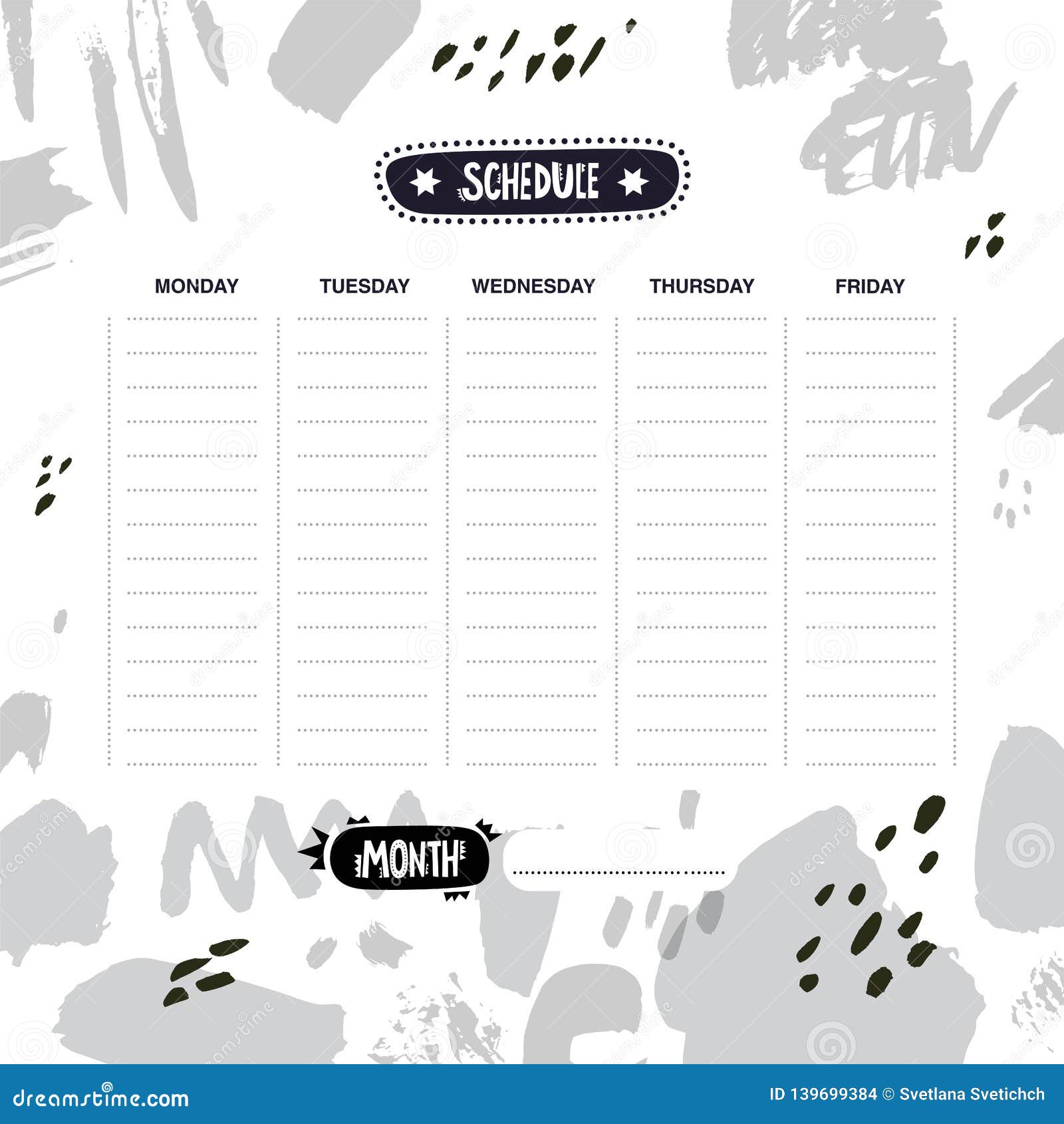 Weekly and daily Planner Template with Abstract Shapes in a ...
