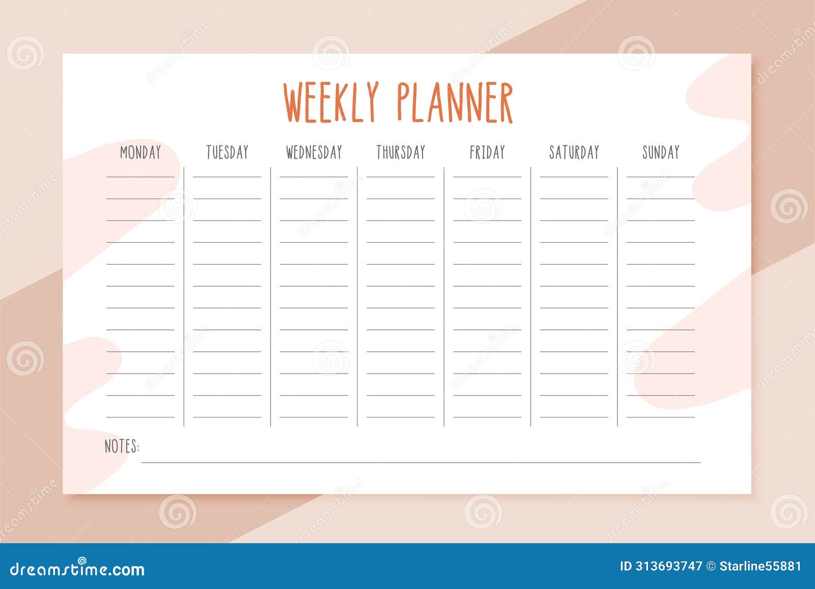 Weekly Planner Template Card for Notes Stock Vector - Illustration of ...