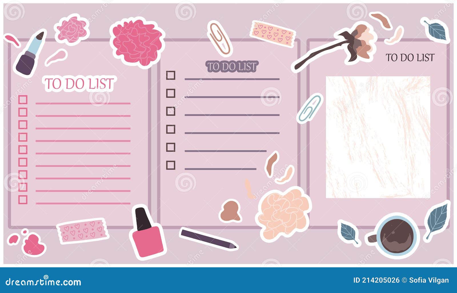 Weekly Planner Template Concept with Texture. Isolated Organizer and ...