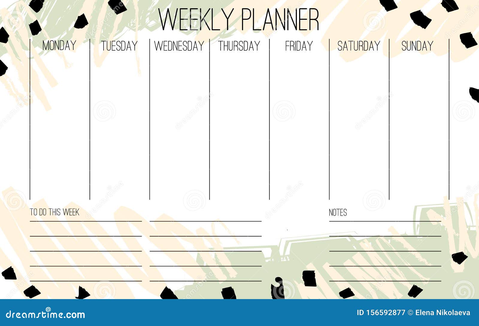 Weekly Planner Template stock vector. Illustration of poster - 156592877