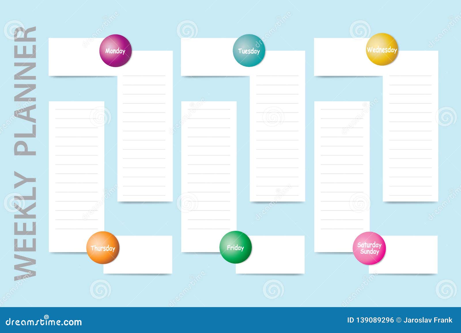 Weekly Planner Vector on the Blue Background Stock Vector ...