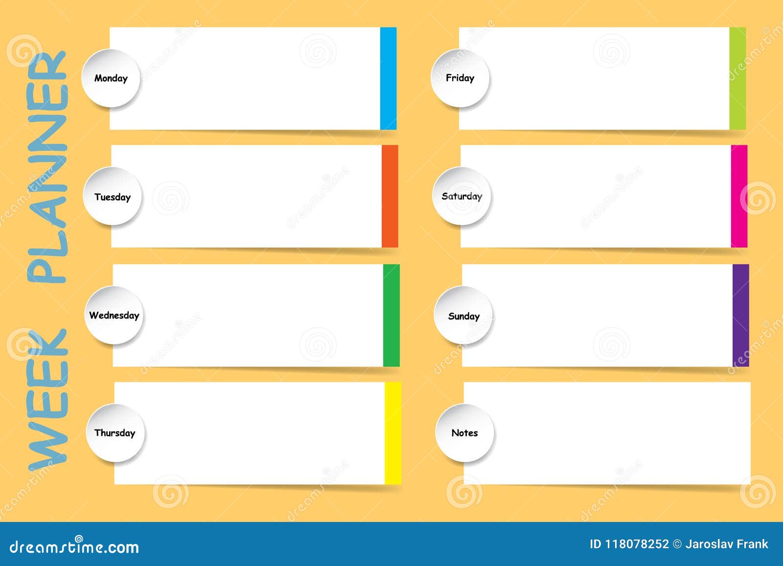Weekly Planner Vector Concept with White Buttons. Stock Vector ...