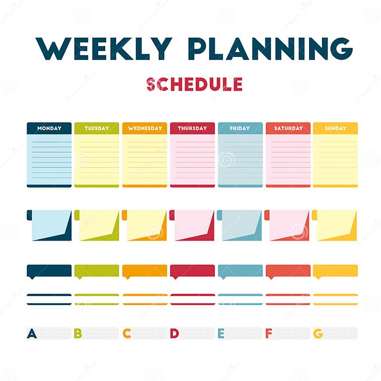 Weekly planning schedule stock vector. Illustration of organizer - 75503544