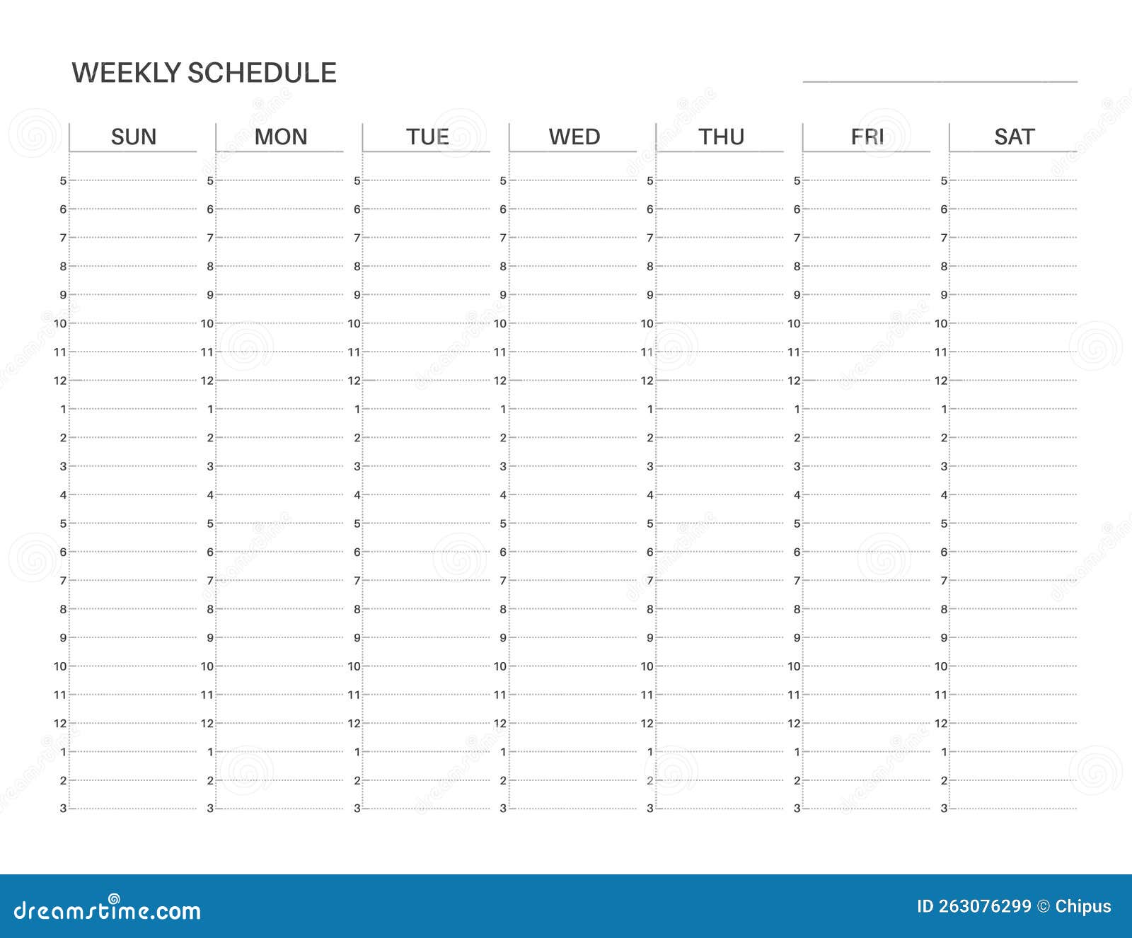 Weekly Printable Planner. Weekly Schedule Template. Sunday Start. Stock ...