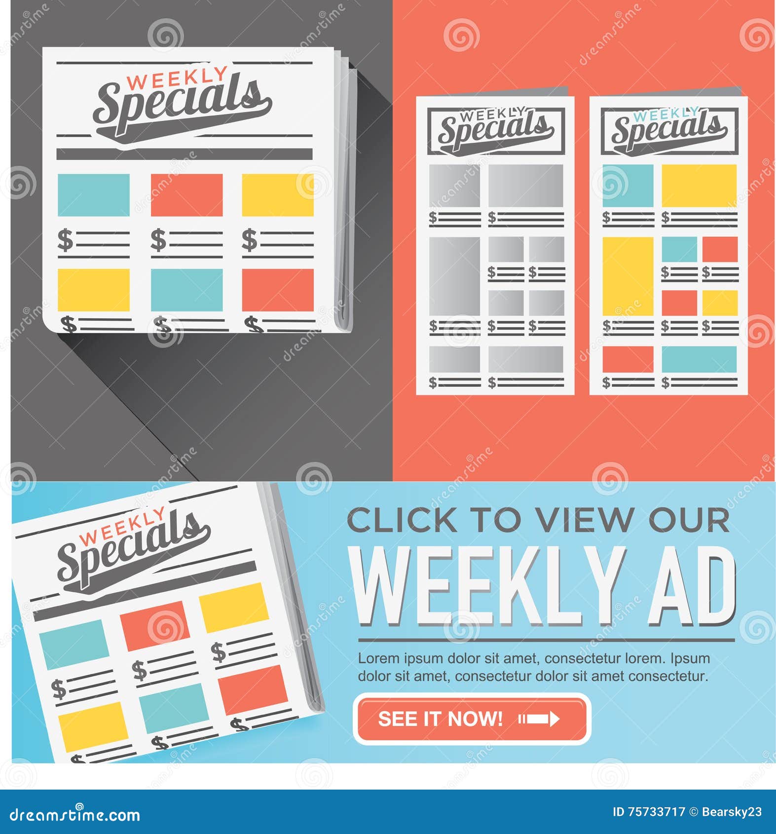 Weekly Sale Ad Flyer Graphics Stock Vector - Illustration of circular ...