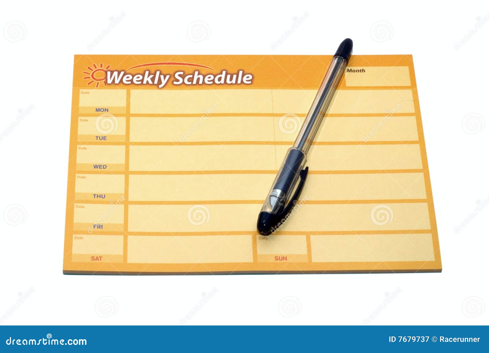 Weekly schedule stock image. Image of white, page, schedule - 7679737