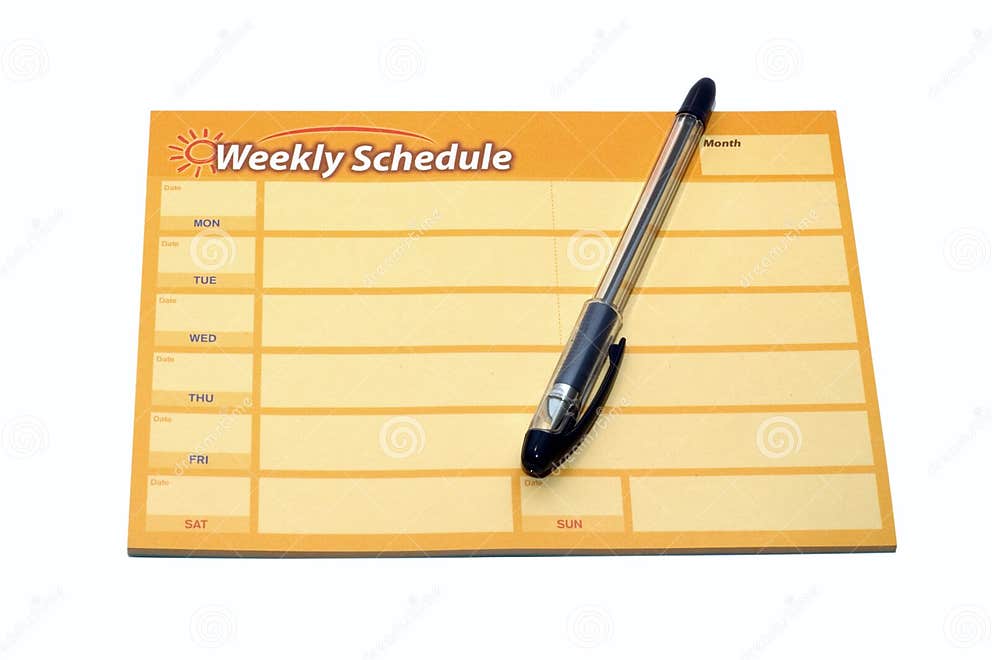 Weekly schedule stock image. Image of white, page, schedule - 7679737