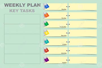 Weekly Schedule with a Chart for Key Tasks Vector Stock Vector ...